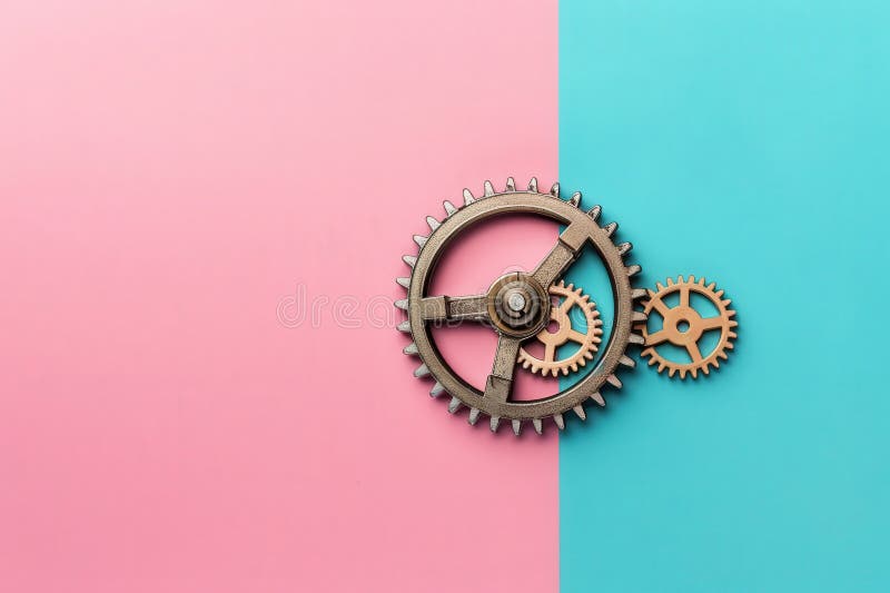 Gears Symbolizing Business Process Automation on a Vibrant Pink and ...