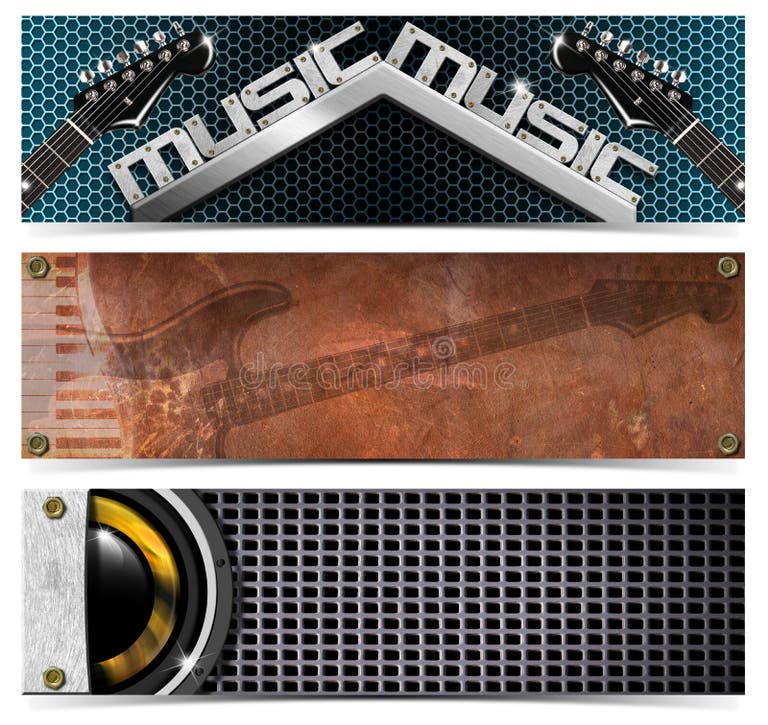 Set of Metallic Music Headers Stock Illustration - Illustration of ...