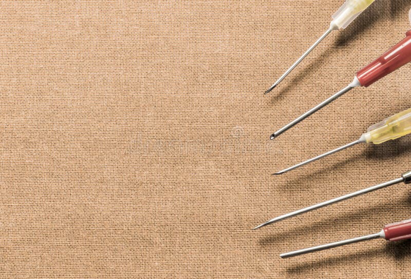 Set of Metallic Needles of Different Size on Operations Table Stock ...