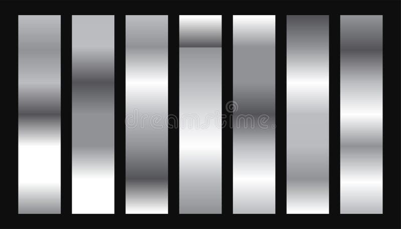 Set of Metallic Silver or Aluminum Gradient Shade Swatches Stock ...