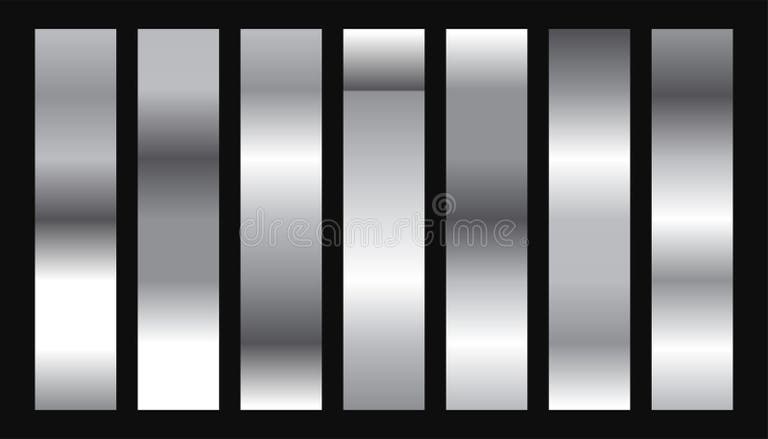 Set of Metallic Silver or Aluminum Gradient Shade Swatches Stock ...