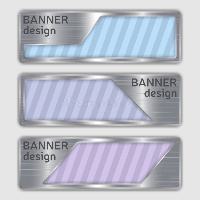 Set of Metallic Textured Banners. Web Banners with Realistic Steel ...
