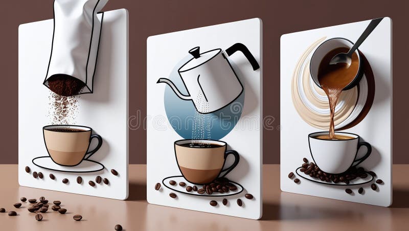 Set of Methods of Brewing Tea and Coffee. Preparation Instructions ...