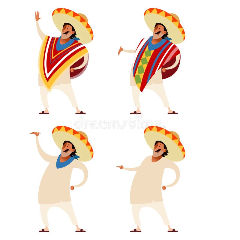 Set of Mexicans stock vector. Illustration of latin, human - 69550602
