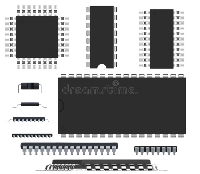 Set of microchips stock illustration. Illustration of semiconductor ...