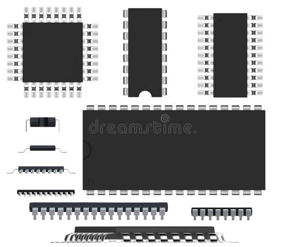 Set of microchips stock illustration. Illustration of semiconductor ...