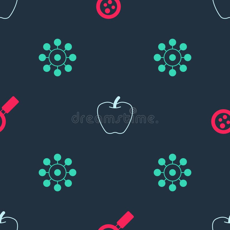 Set Microorganisms Under Magnifier, Apple and Virus on Seamless Pattern ... Set Microorganisms Under Magnifier, Apple and Virus on Seamless Pattern ...