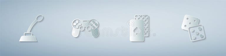 Set Microphone, Game Controller or Joystick, Playing Cards and Dice ...