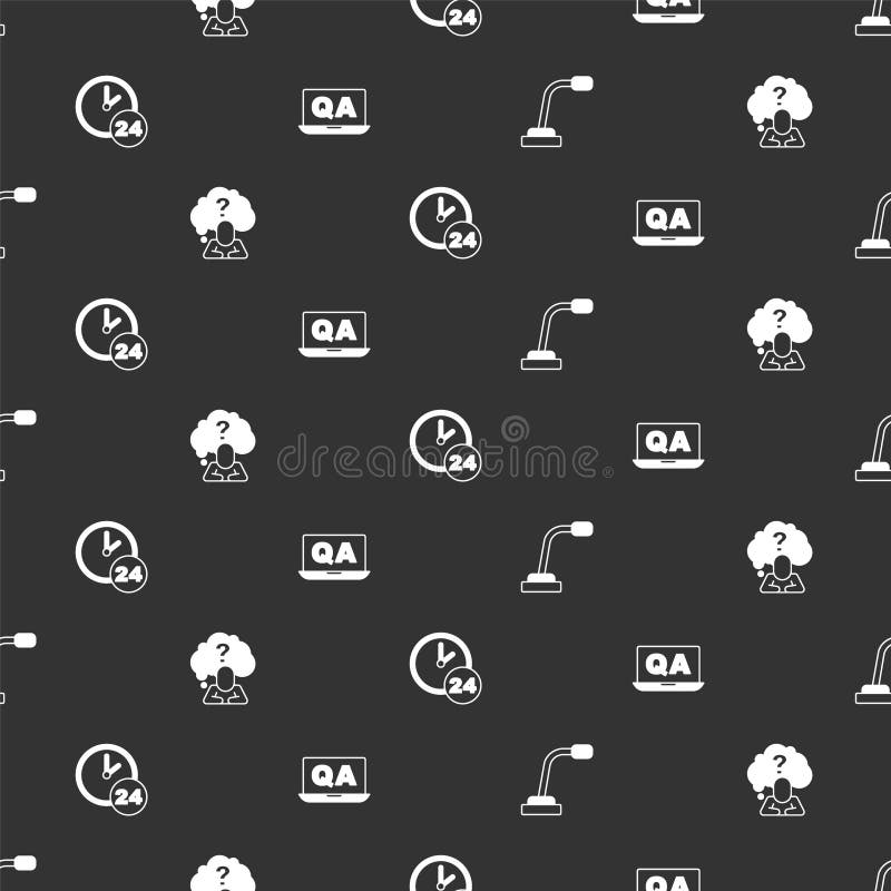 Set Microphone, Head with Question Mark, Clock 24 Hours and Question ...