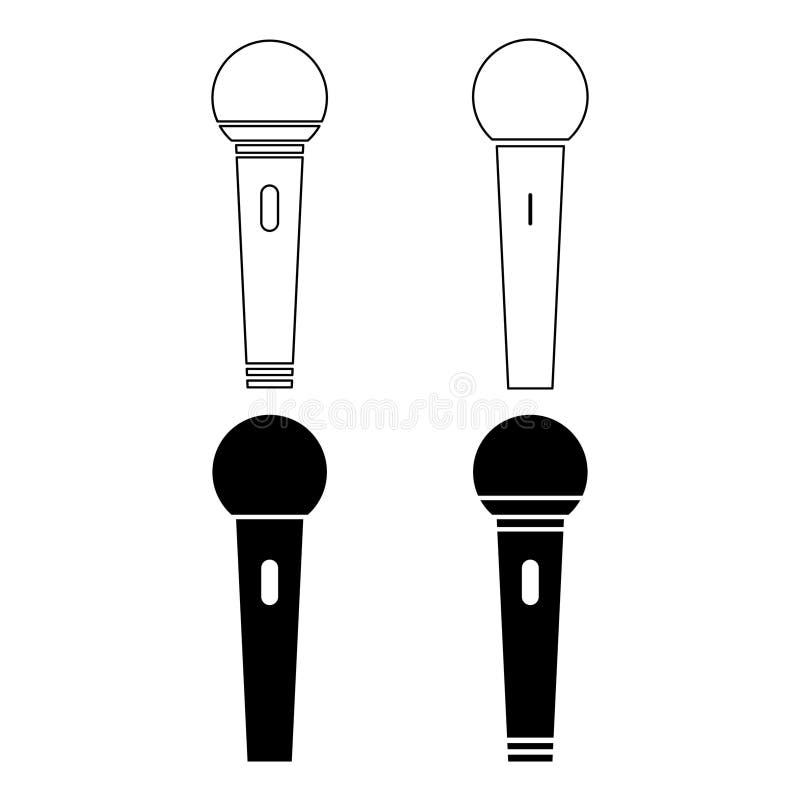 Set of Microphone Icon, Audio Speech Symbol, Record Concert Sign, Web ...