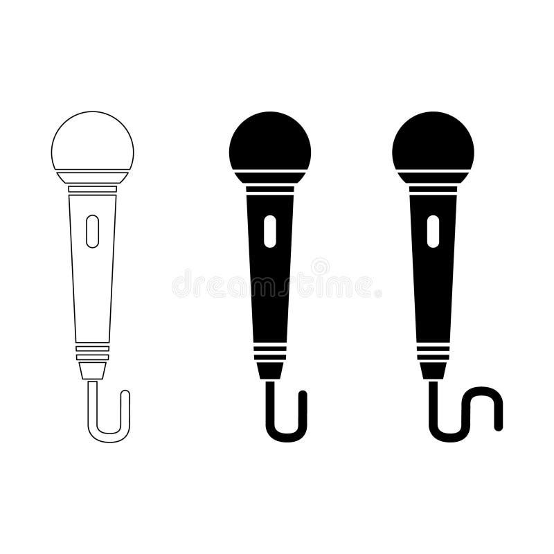 Set of Microphone Icon, Audio Speech Symbol, Record Concert Sign, Web ...