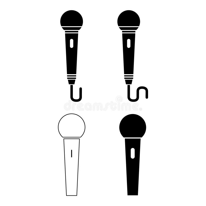 Set of Microphone Icon, Audio Speech Symbol, Record Concert Sign, Web ...
