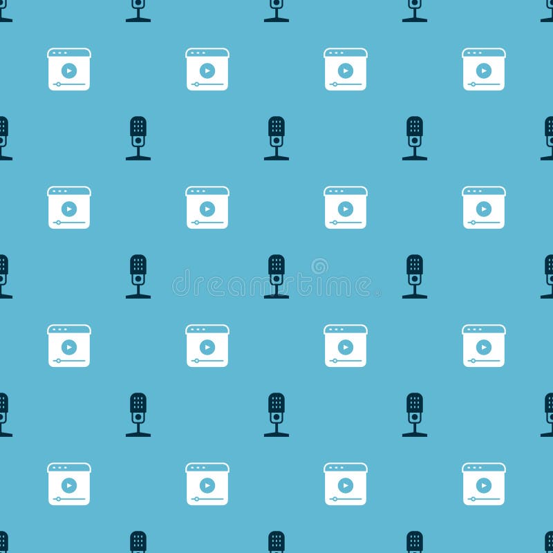 Set Microphone and Live Stream on Seamless Pattern. Vector Stock Vector ...