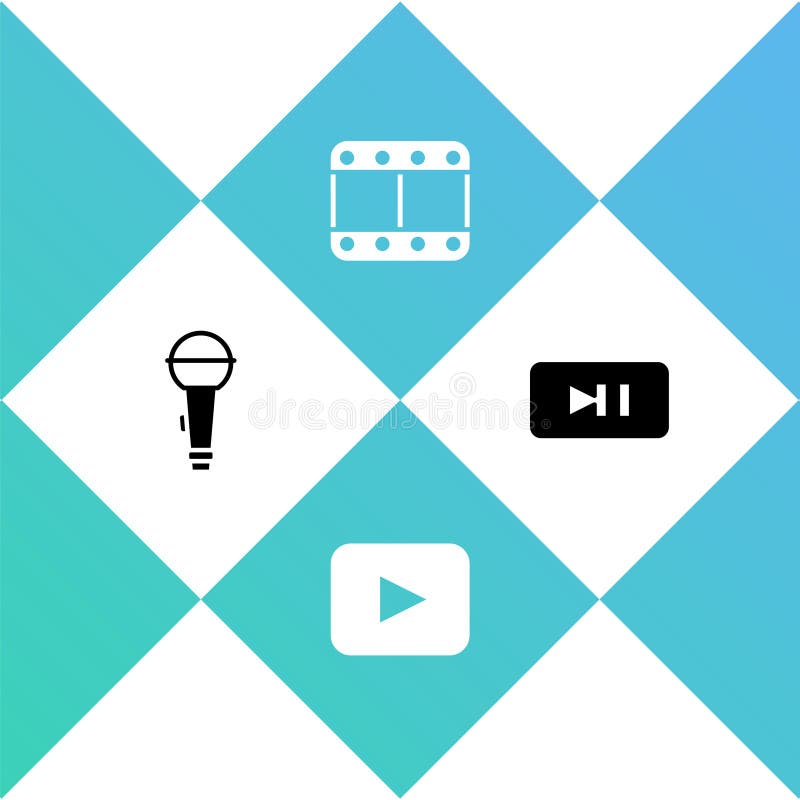Set Microphone, Play Button, Video and Pause Icon. Vector Stock Vector ...