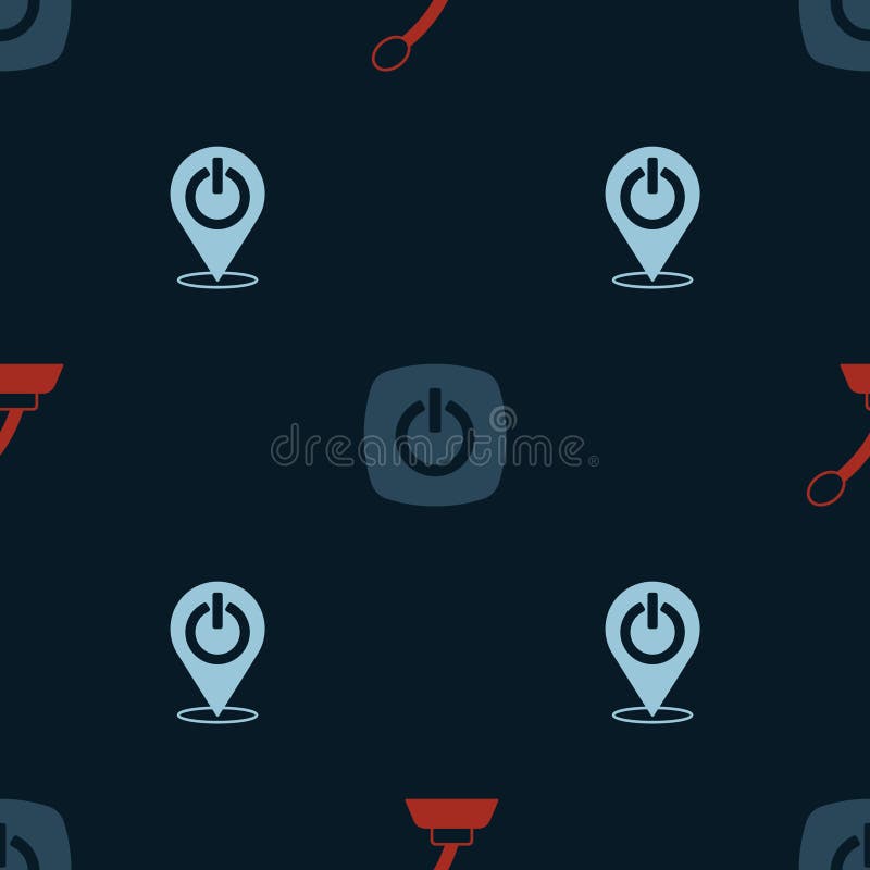 Set Microphone, Power Button and on Seamless Pattern. Vector Stock ...