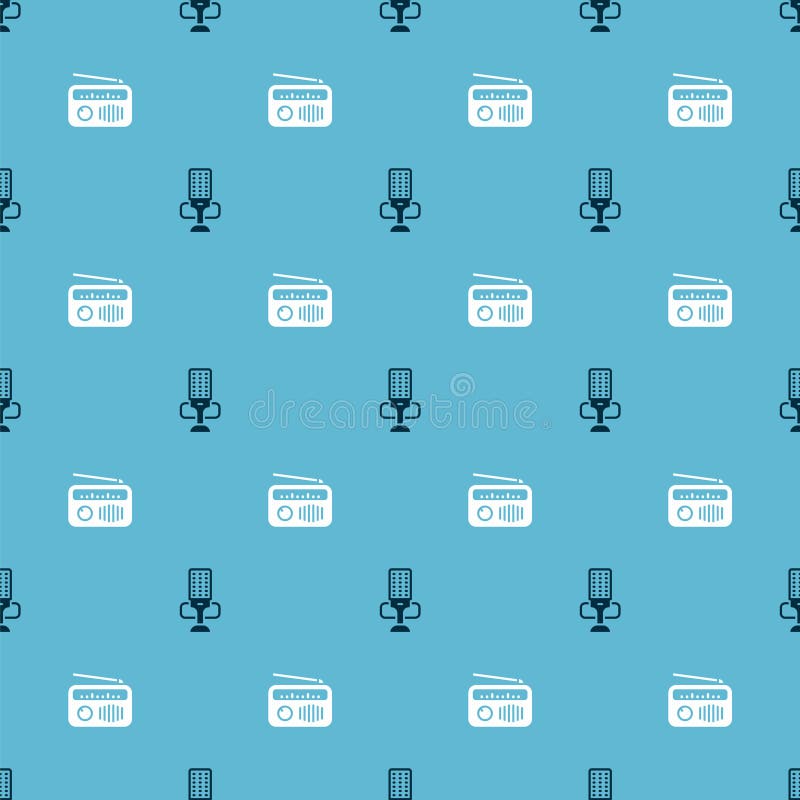 Set Microphone and Radio with Antenna on Seamless Pattern. Vector Stock ...