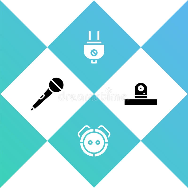 Set Microphone, Robot Vacuum Cleaner, Electric Plug and Security Camera ...