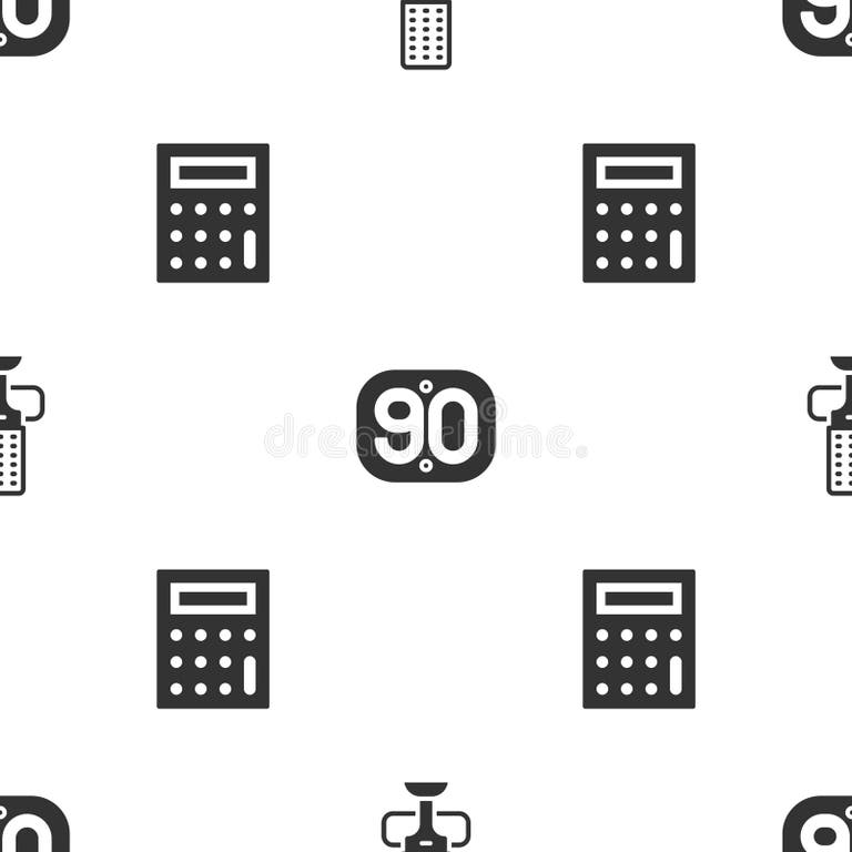 Set Microphone, 90s Retro and Calculator on Seamless Pattern. Vector ...