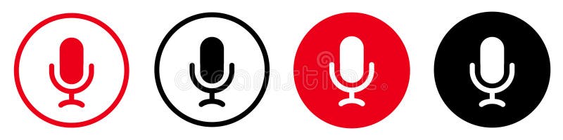 Set Microphone Speaker Button Icon, Voice Microphone Buttons Signs ...