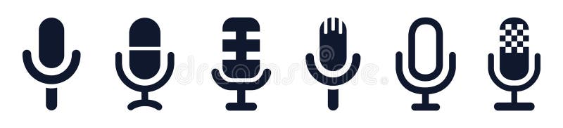 Set Microphone Speaker Button Icon, Voice Microphone Buttons Signs ...