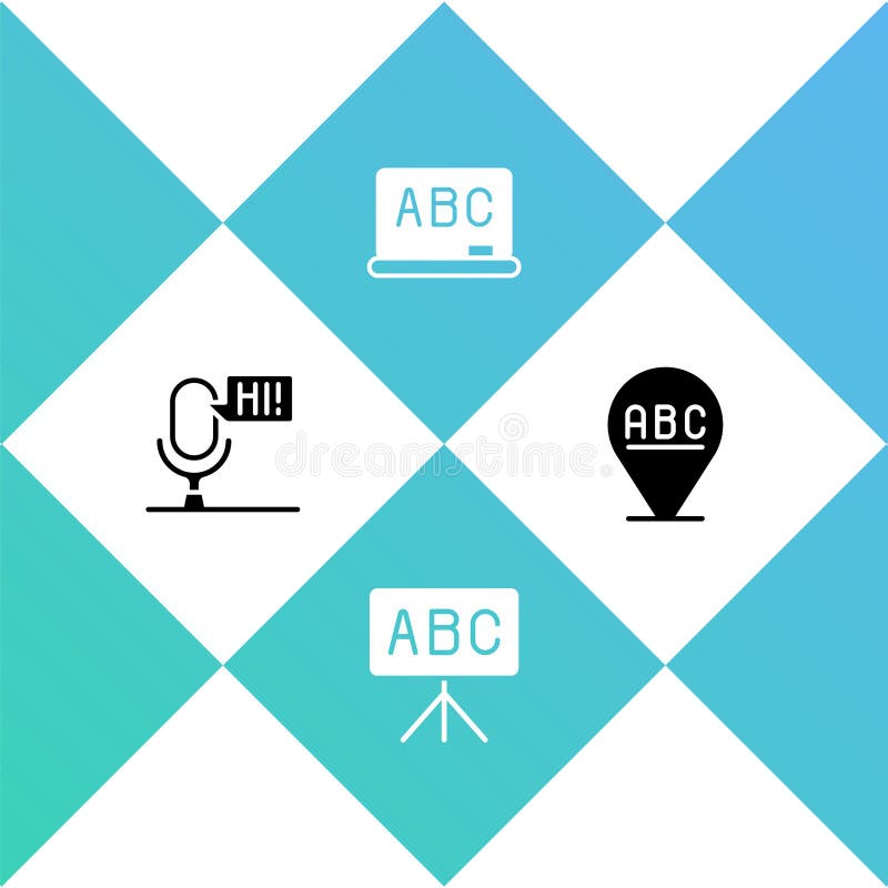 Set Microphone Voice Device, Chalkboard, and Alphabet Icon. Vector ...