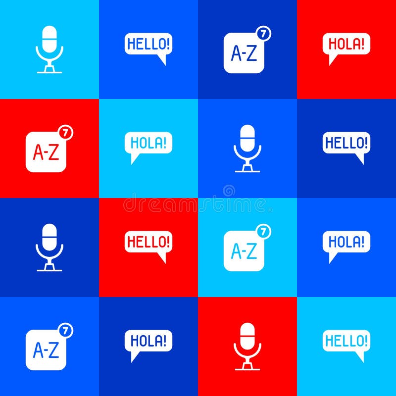Set Microphone Voice Device, Hello in Different Languages, Online ...