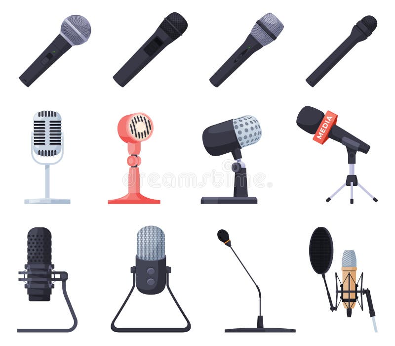 A Set of Microphones of Different Types. Audio Recording Tools. Vector ... A Set of Microphones of Different Types. Audio Recording Tools. Vector ...