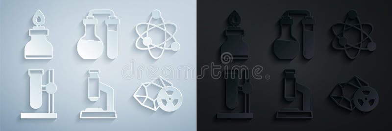Set Microscope, Atom, Test Tube Flask on Stand, Radioactive, and ... Set Microscope, Atom, Test Tube Flask on Stand, Radioactive, and ...