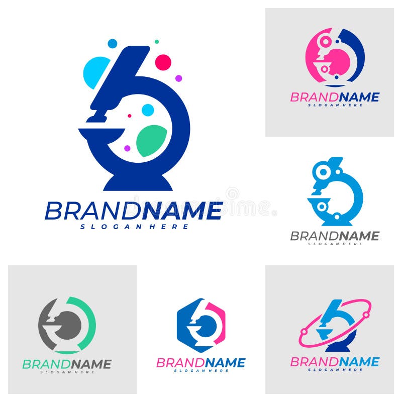 Set of Microscope Logo Template, Science Logo Design Vector Stock ...