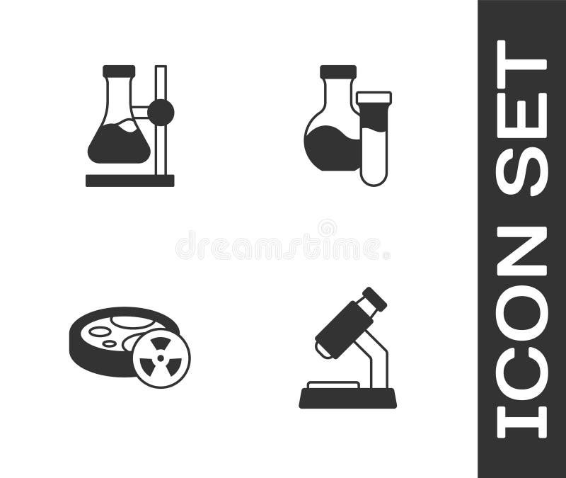 Set Microscope, Test Tube Flask on Stand, with Toxic Liquid and Icon ... Set Microscope, Test Tube Flask on Stand, with Toxic Liquid and Icon ...