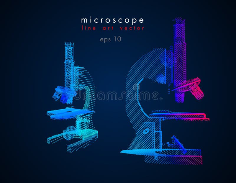 Set of Microscope Vector Illustration in Line Art Style Stock Vector ...