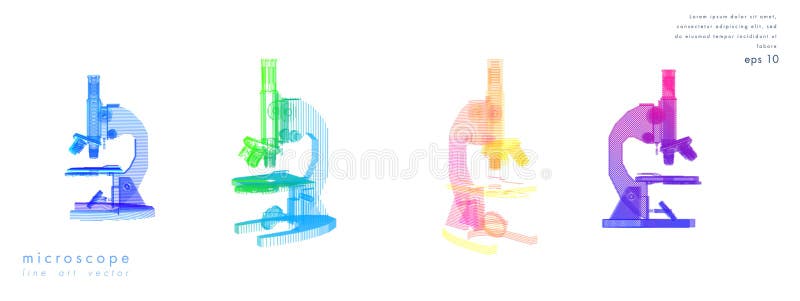 Set of Microscope Vector Illustration in Line Art Style Stock Vector ...