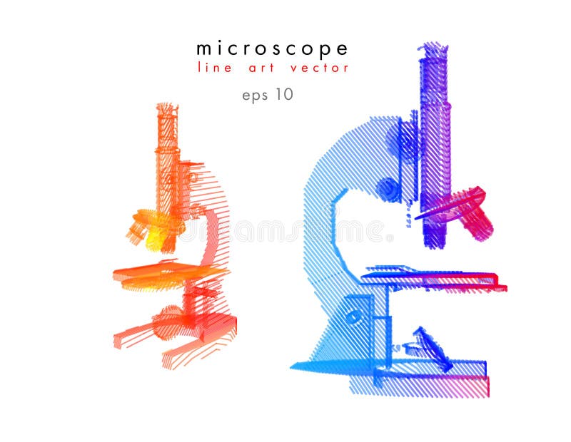 Set of Microscope Vector Illustration in Line Art Style Stock Vector ...