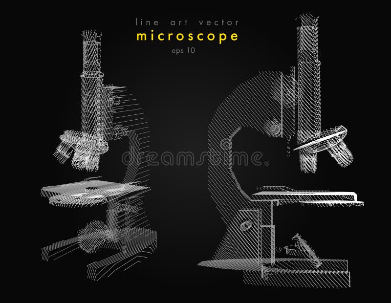 Set of Microscope Vector Illustration in Line Art Style Stock Vector ...
