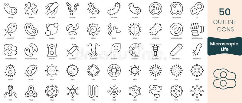 Set of Microscopic Life Icons. Thin Linear Style Icons Pack Stock ...