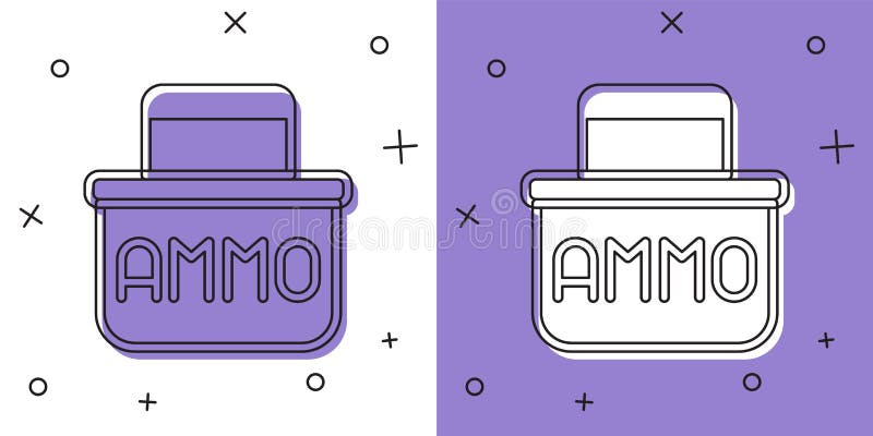 Set Military Ammunition Box with Some Ammo Bullets Icon Isolated on ...