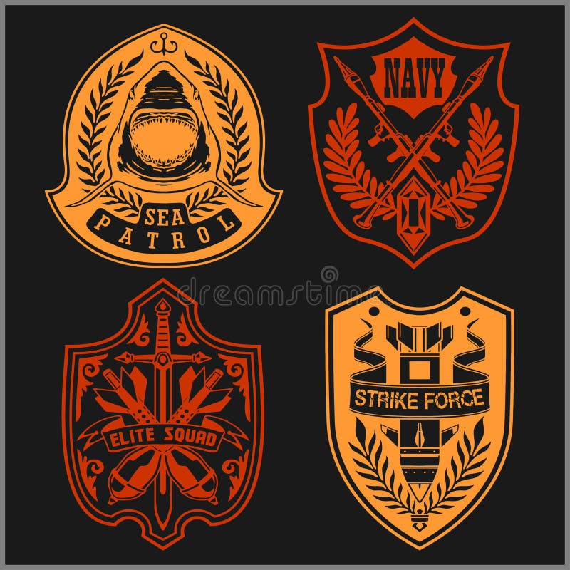 Set of Military - Army Patches and Badges 4 Stock Vector - Illustration ...