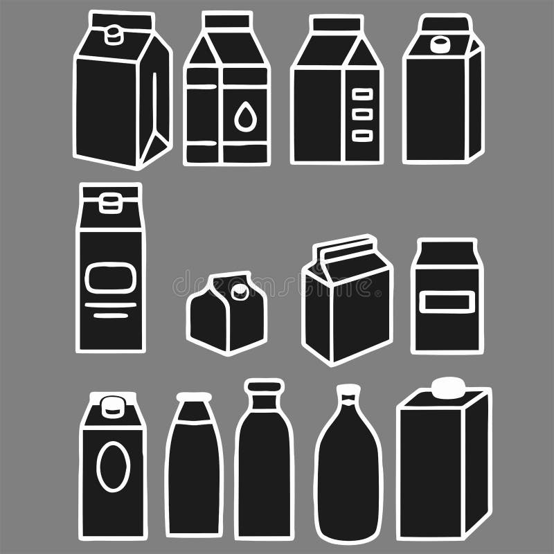 Set of milk packages icon stock vector. Illustration of delicious ...