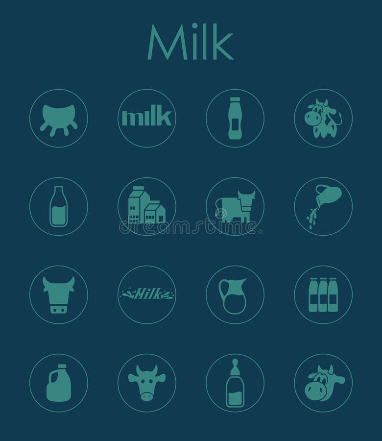 Set of milk simple icons stock vector. Illustration of flat - 99679399