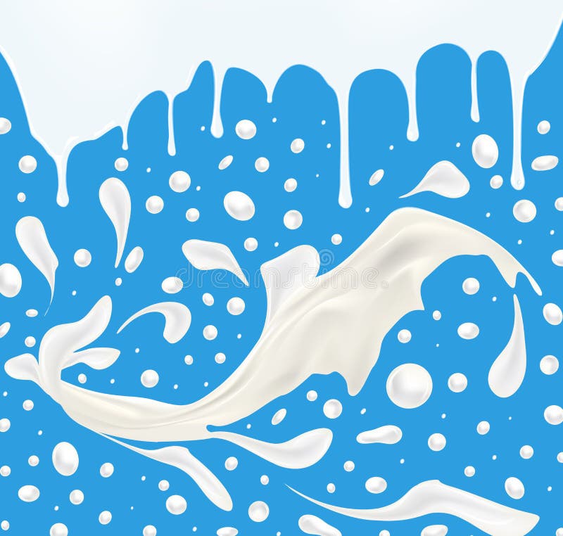 Set of Milk Wave on Blue Background. Stock Vector - Illustration of ...