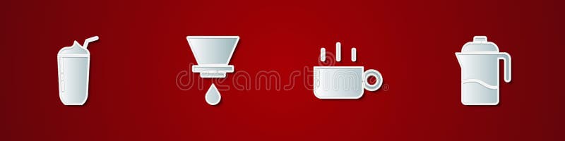 Set Milkshake, V60 Coffee Maker, Coffee Cup and French Press Icon ...