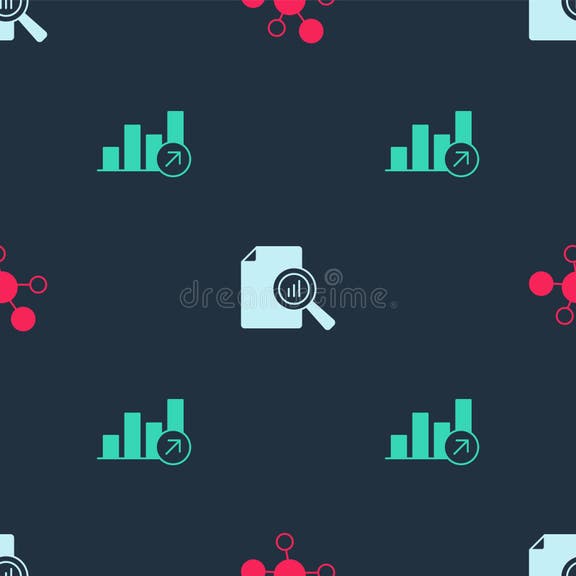 Set Mind Map Infographic, Document with Chart and Financial Growth on Seamless Pattern. Vector ...