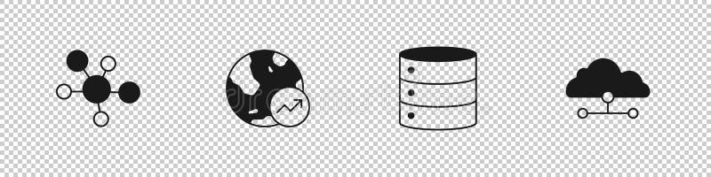 Set Mind Map Infographic, Financial Growth, Server and Network Cloud Connection Icon. Vector ...