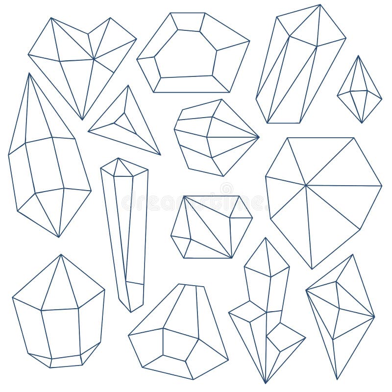 Hand Drawn Vector Illustration - Set of Geometric Crystals Stock Vector ...