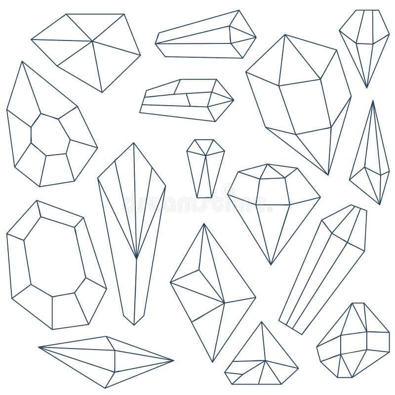 Hand Drawn Vector Illustration - Set of Geometric Crystals Stock Vector ...