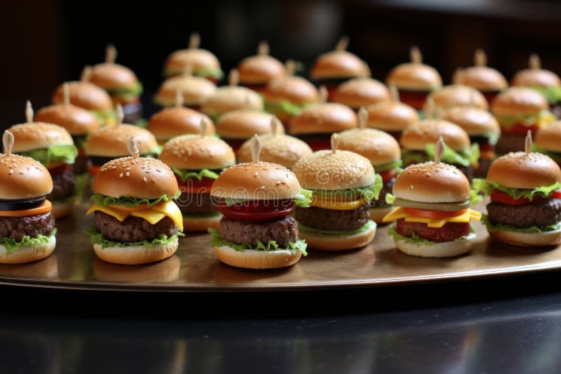 Set of Mini Burgers, Buffet Table Stock Illustration - Illustration of ...