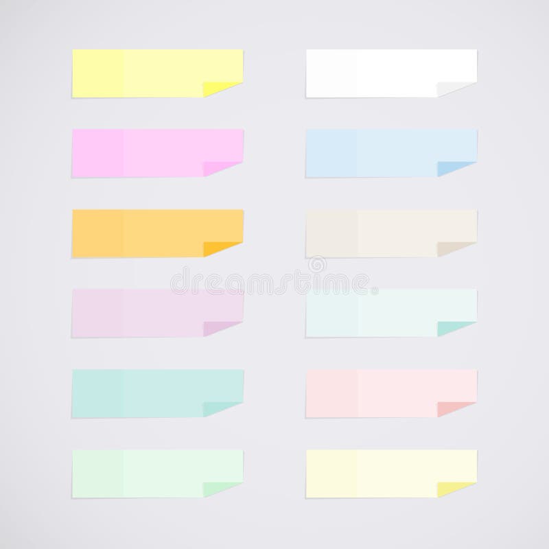 Set: Mini Colorful Sticky Notes. Vector Illustration, Flat Design Stock ...