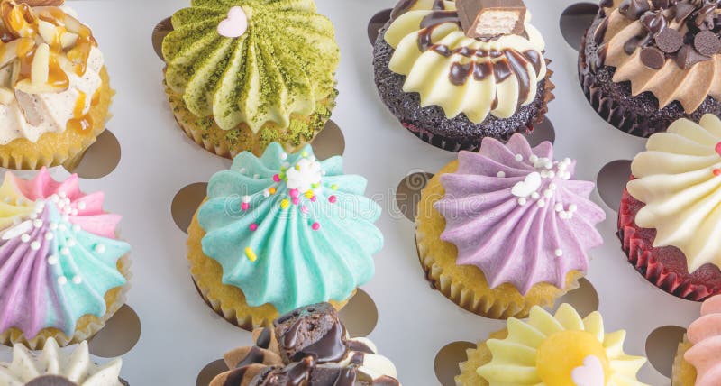 Set of Mini fancy cupcake stock photo. Image of chocolate - 108253694