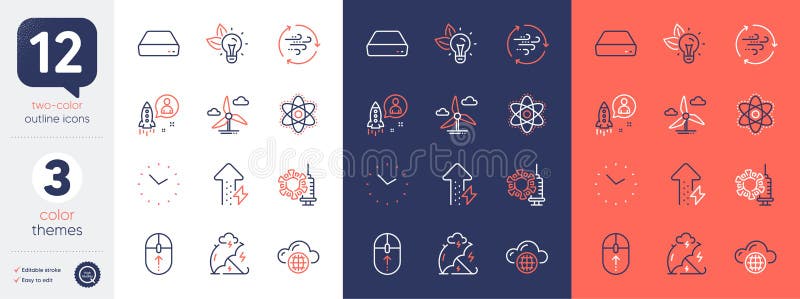 Set of Mini Pc, Stress Protection and Time Line Icons. for Design ...