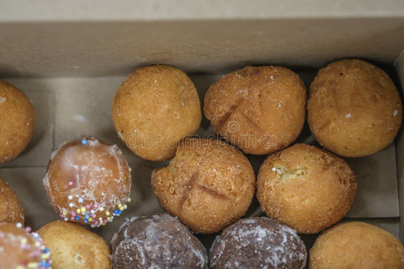 Set of Mini Size Bite Size Donuts Snack Stock Image - Image of ...